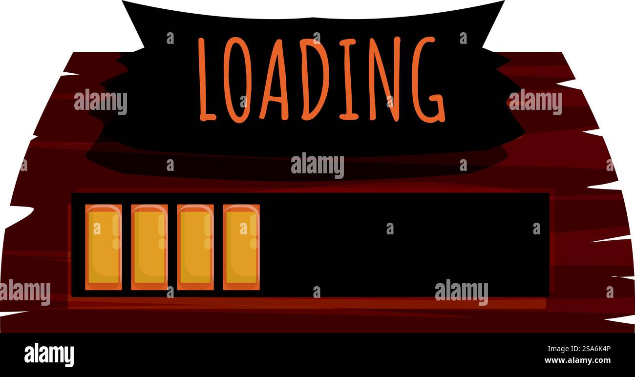 Game progress bar increasing, showing loading status on a wooden ...