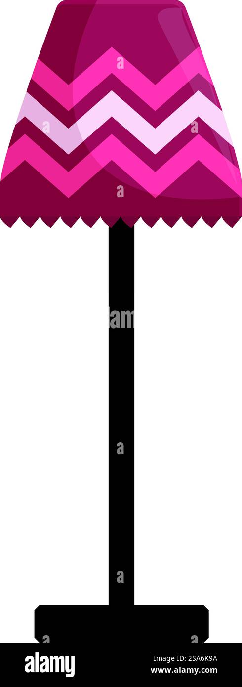 Pink zigzag lamp shade standing on one leg floor lamp isolated on white ...