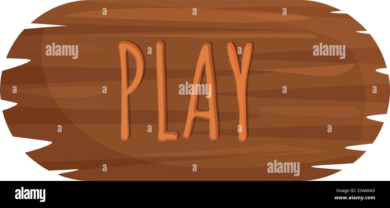 Simple wooden play button showing recreation and entertainment for your ...