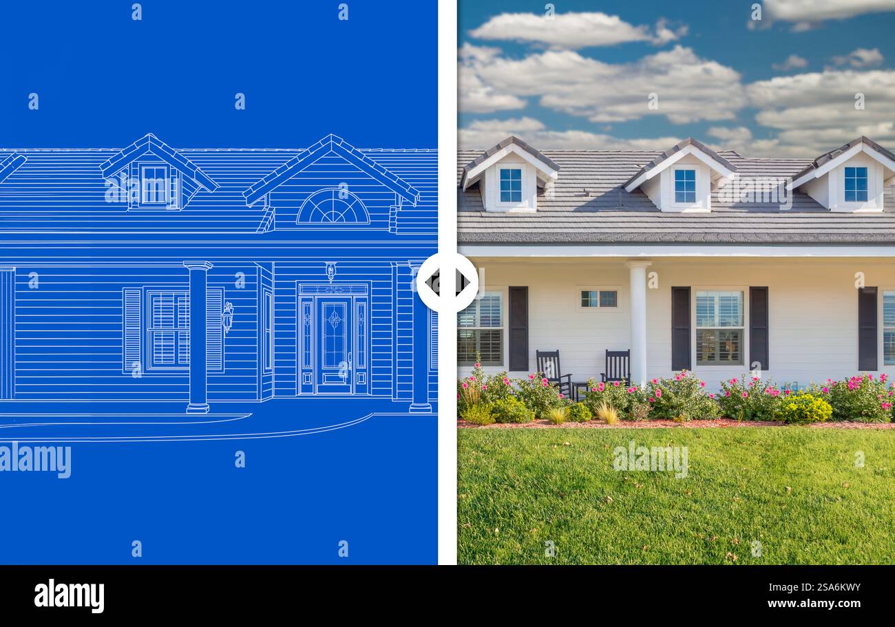Before and After Slider Comparing Blueprint Sketch Drawing Plans and ...