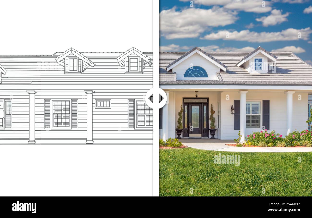 Before and After Slider Comparing Pencil Sketch Drawing Plans and ...