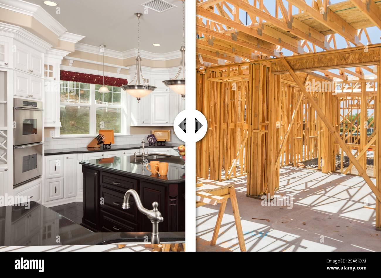 Before and After Slider Comparing Wood Framing Construction and ...