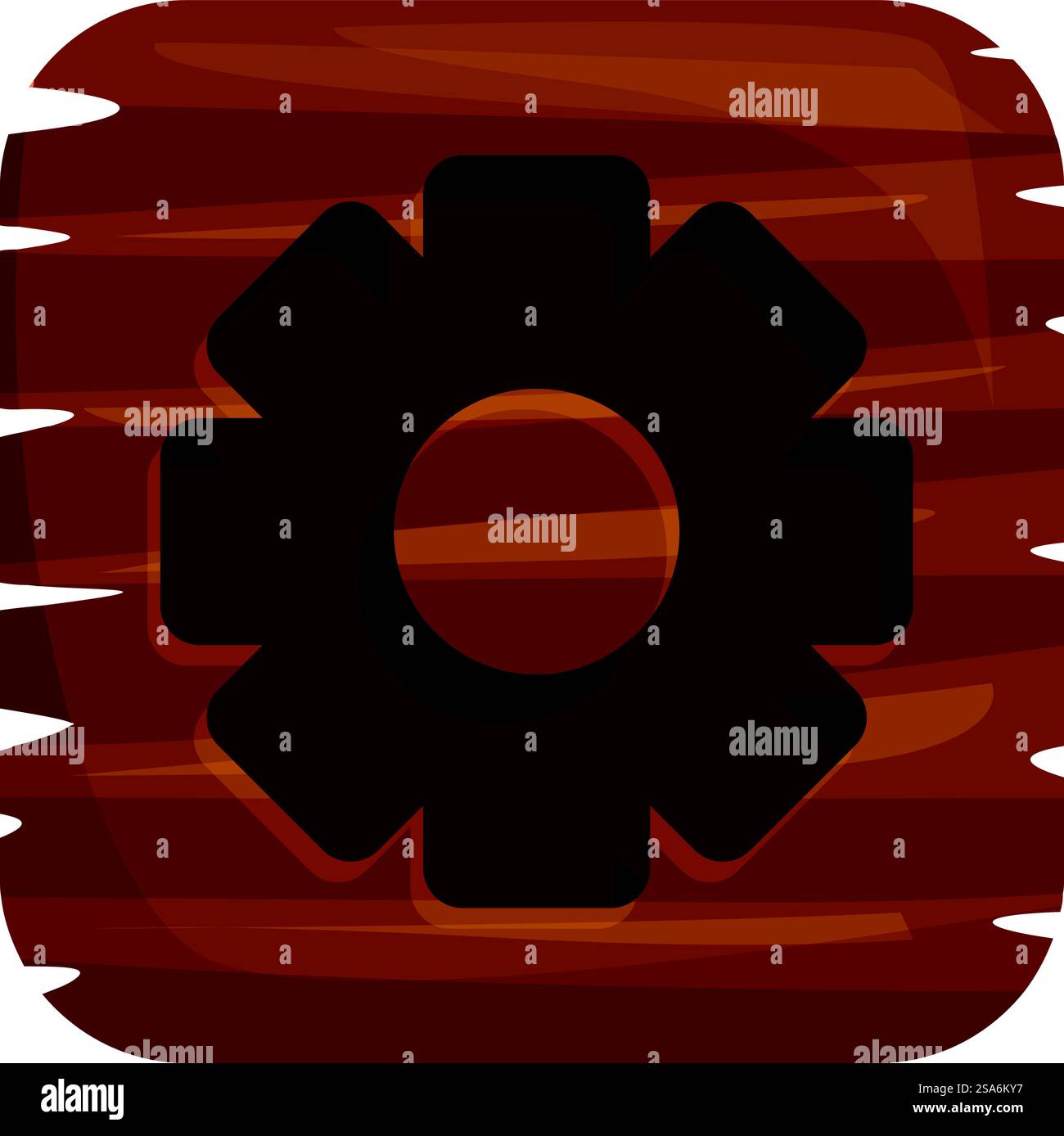 Illustration of a gear carved in wood, suggesting settings or ...
