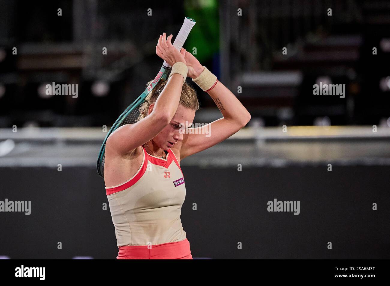 Linz, Upper Austria, Austria. 28th Jan, 2025. Dayana Yastremska (UKR), emotional on Court during ...
