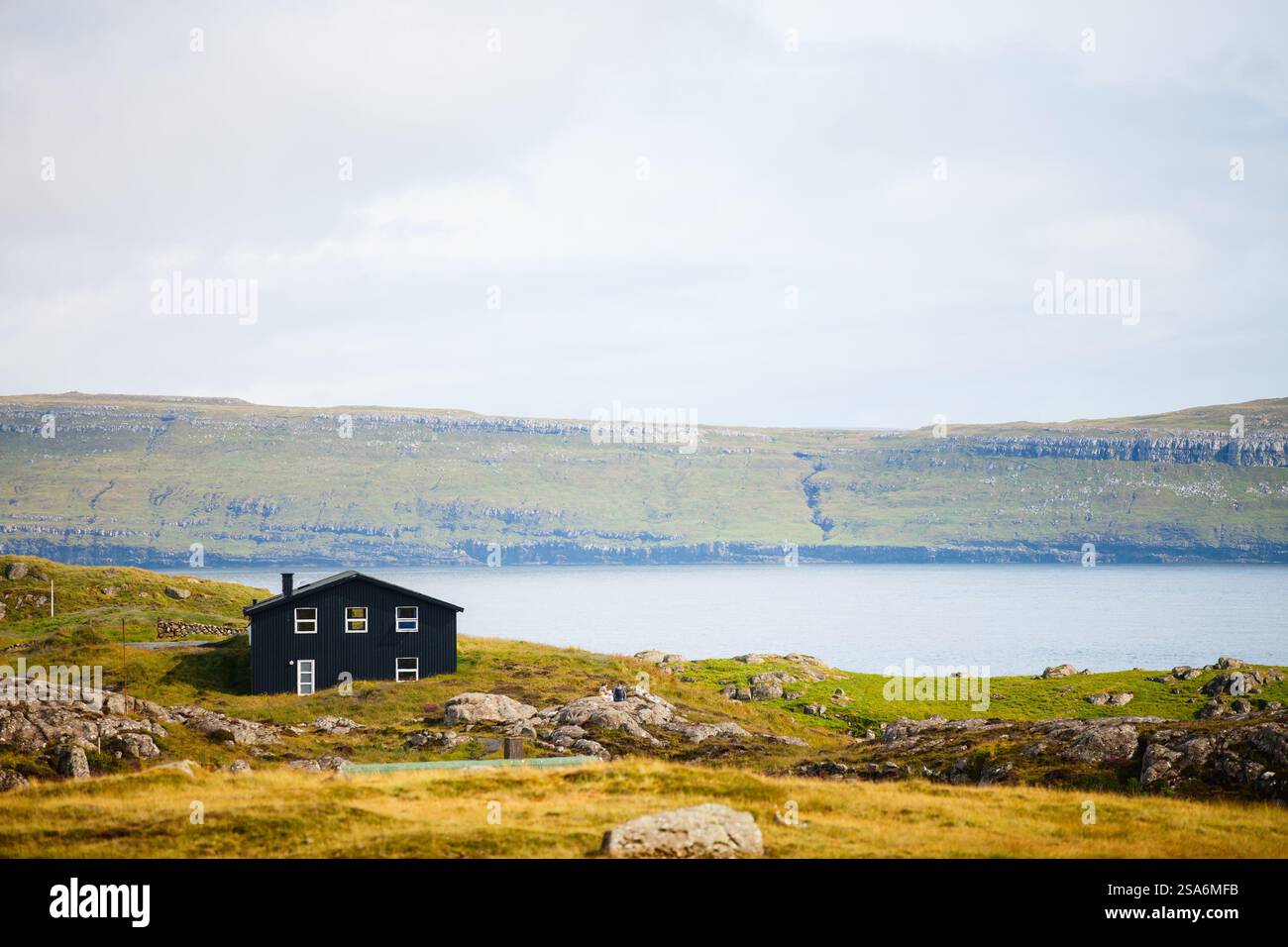 Beautiful scenery of Faroe islands landscape with old farm houses Stock ...