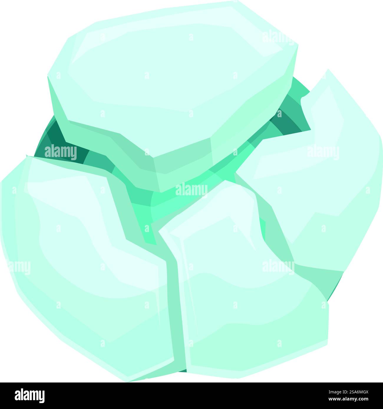 Large piece of ice floating on the water with cracks. Blue ice floe ...