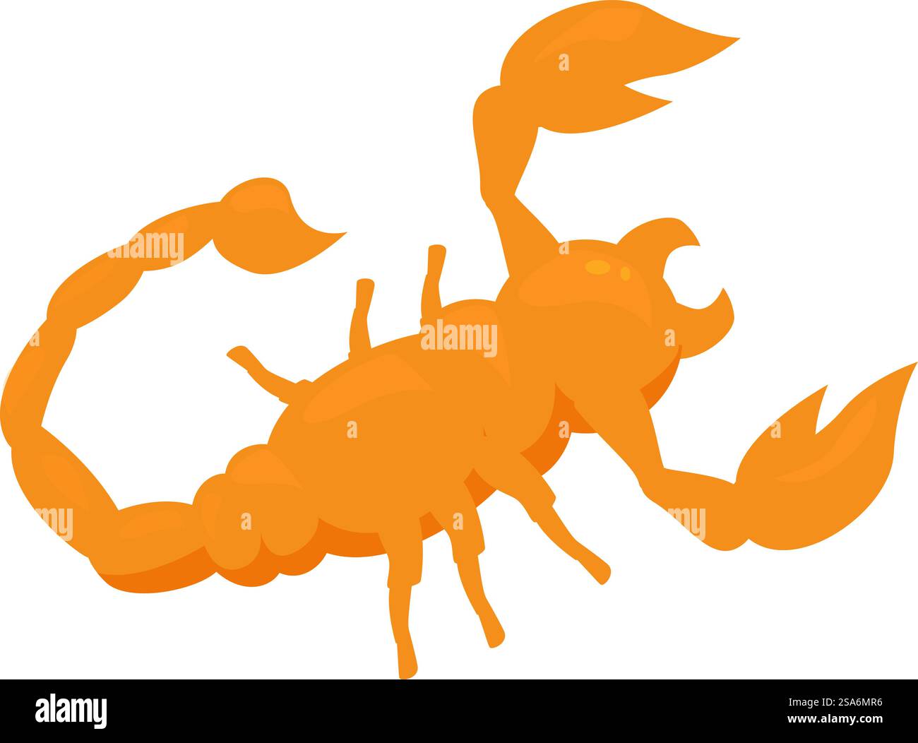 Cartoon golden scorpion standing in attacking position with claws open ...