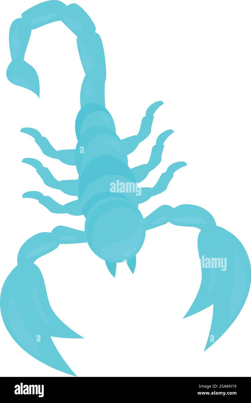 Light blue scorpion raising its claws, ready to pinch and attack. Blue ...