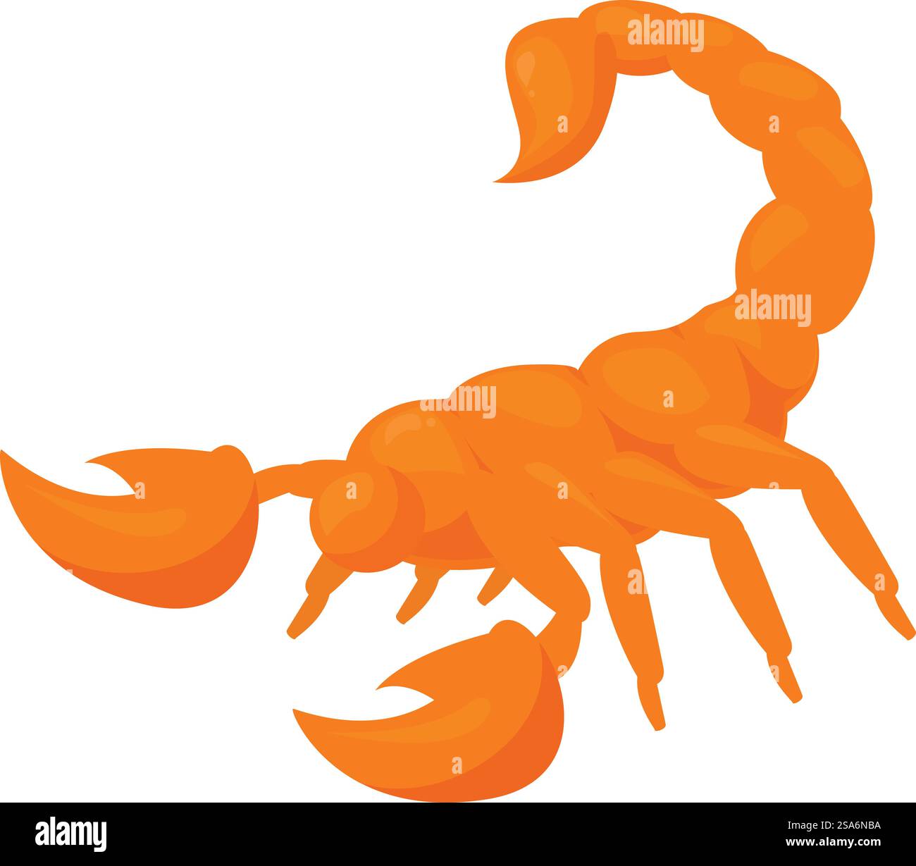 Cartoon orange scorpion standing with its tail raised. Orange scorpion ...