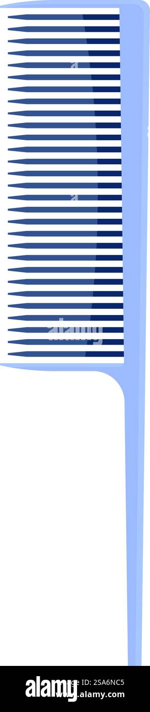 Simple blue plastic hair comb with a handle, standing up on a white ...