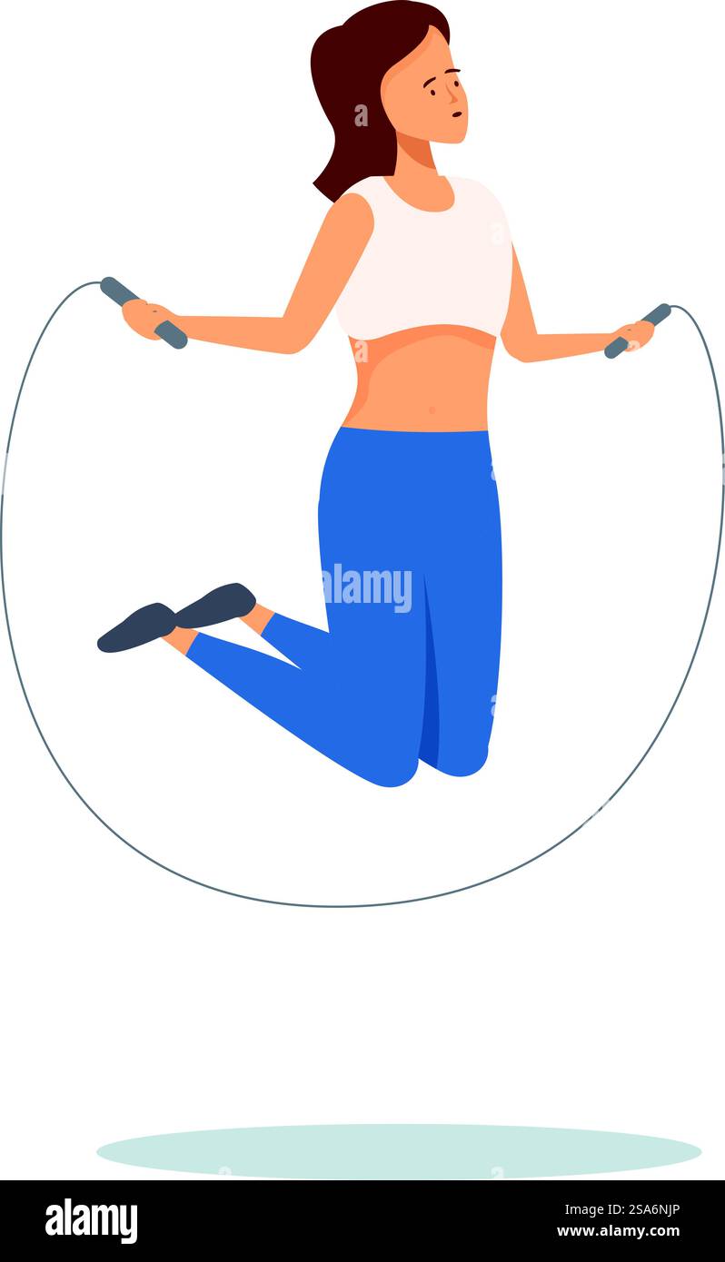 Young woman is jumping rope, getting a great workout. Young woman ...
