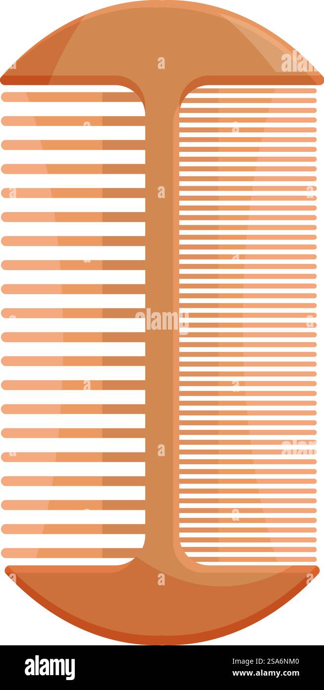 Wooden comb with handle, designed for combing and styling hair. Wooden ...