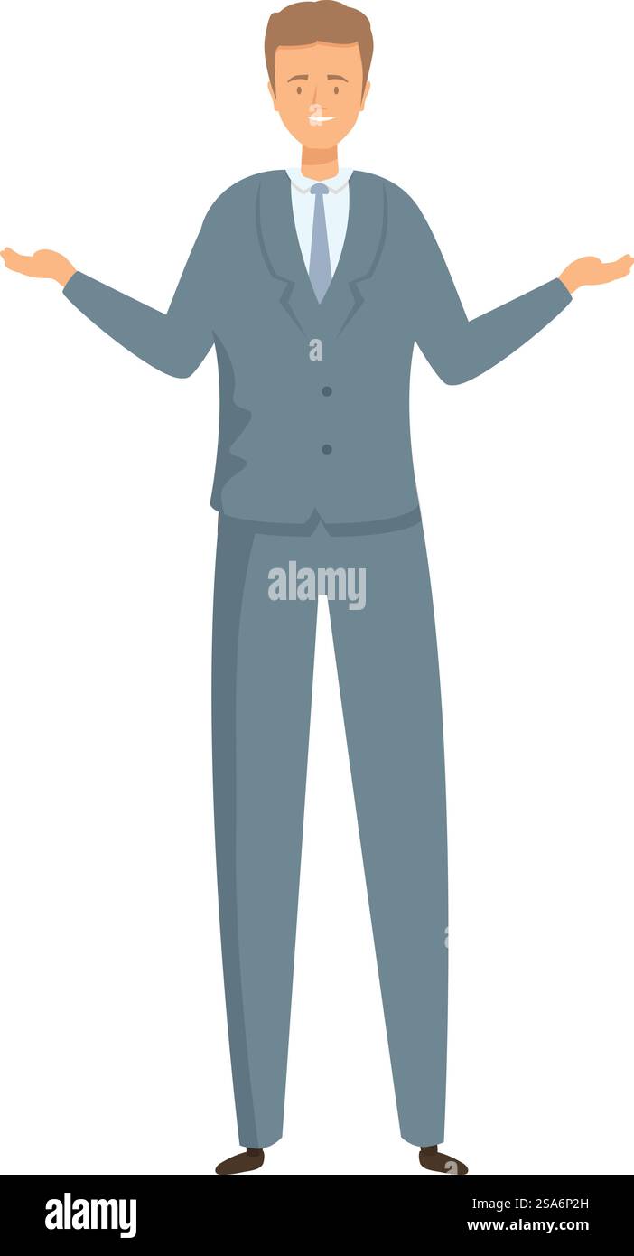 Businessman presenting something, business character pointing with ...