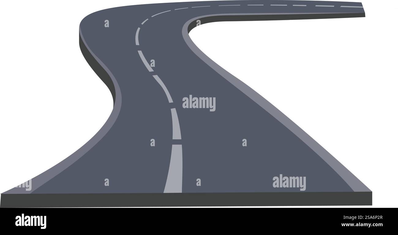 Winding highway is disappearing into the distance over a white ...