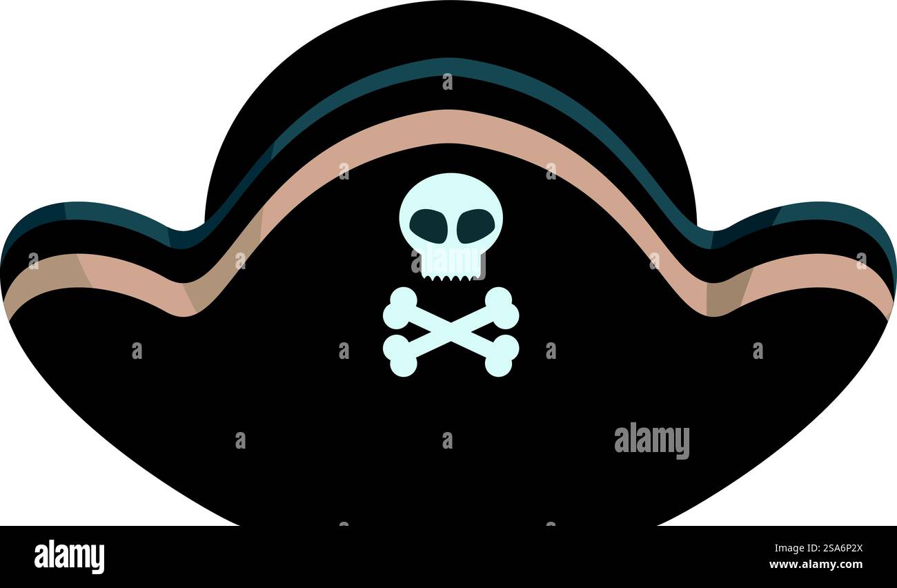Pirate hat is showing a skull and crossbones icon, bringing to mind the ...