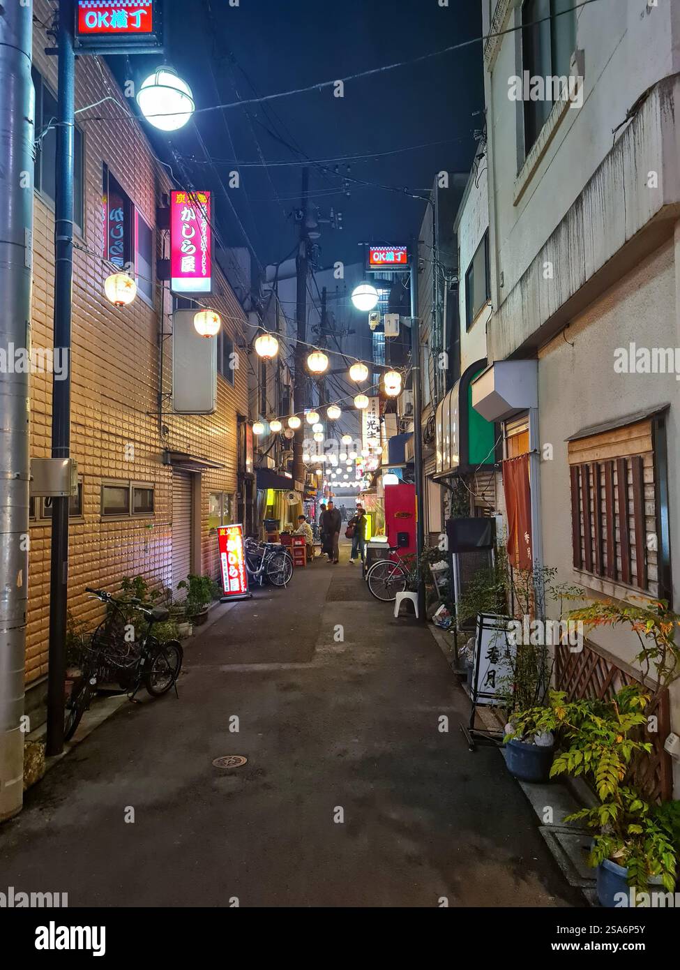 Small alley at night in the Akabane district of Tokyo, Japan Stock ...