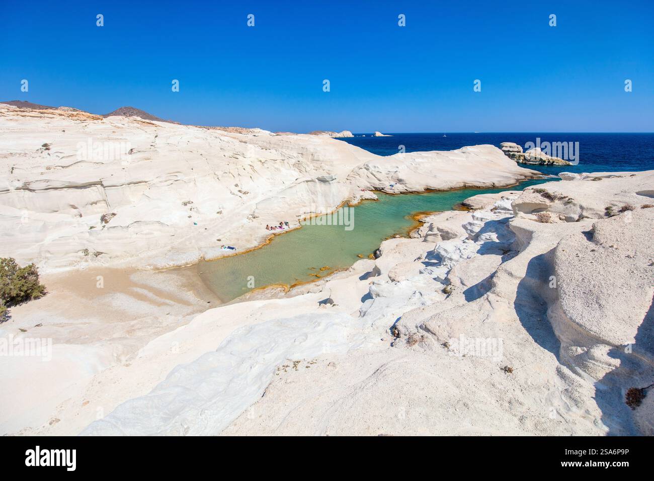 Lunar like landscape of Sarakiniko beach on island of Milos in Greece ...