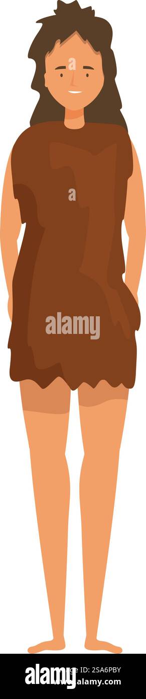 Primitive woman from prehistoric times wearing animal skin clothing ...