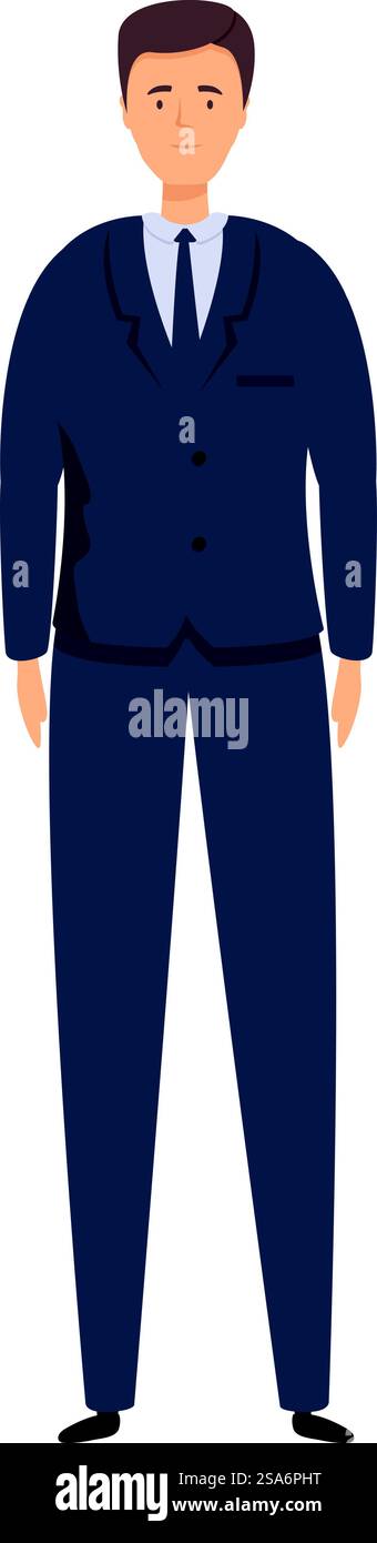 Businessman standing wearing suit and tie illustration in cartoon style ...