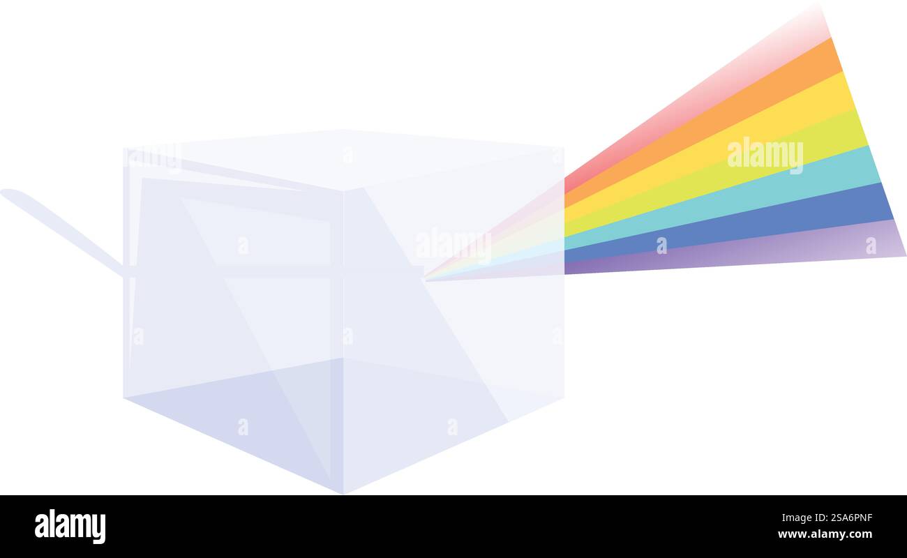 Beam of light passing through a glass cube and refracting into the colors of the rainbow. Light ...