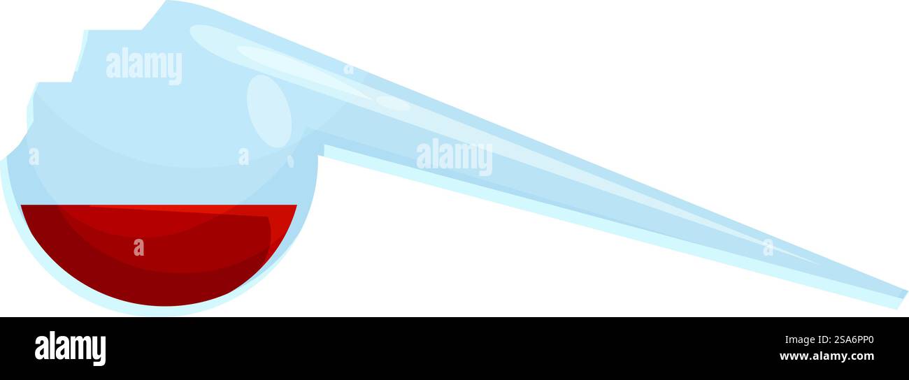 Retort filled with red chemical substance for conducting experiments in ...