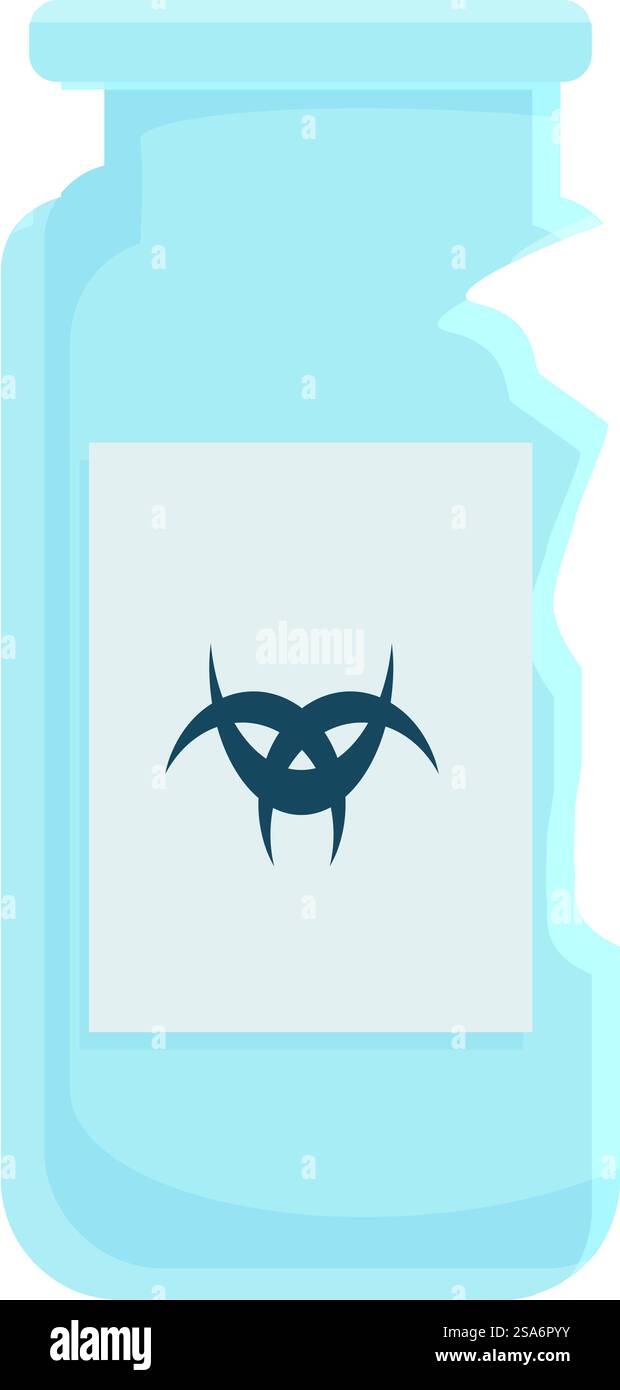 Cracked glass medical vial leaking a dangerous biohazard substance hi ...