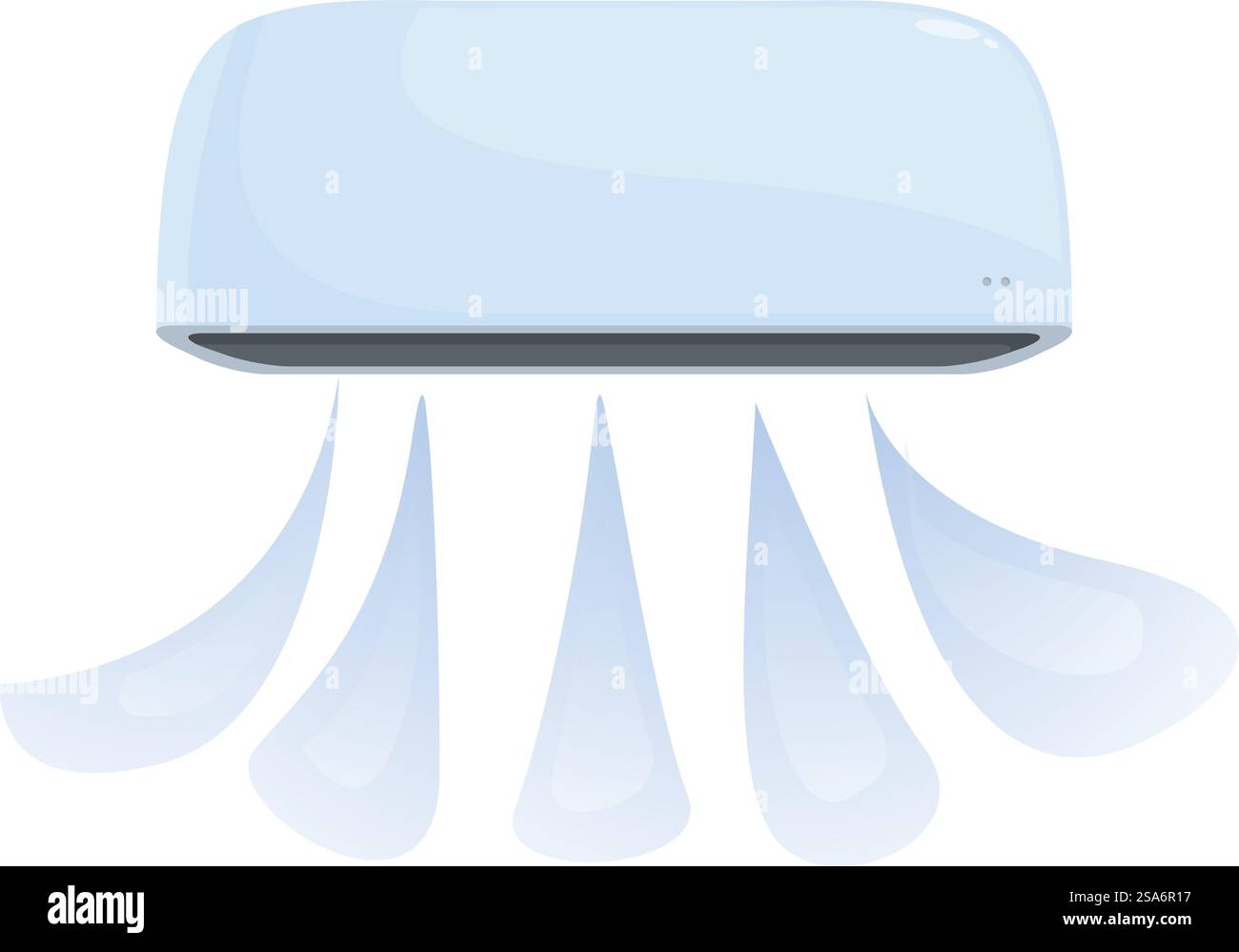 Illustration of a wall mounted air conditioner blowing cool air into a ...