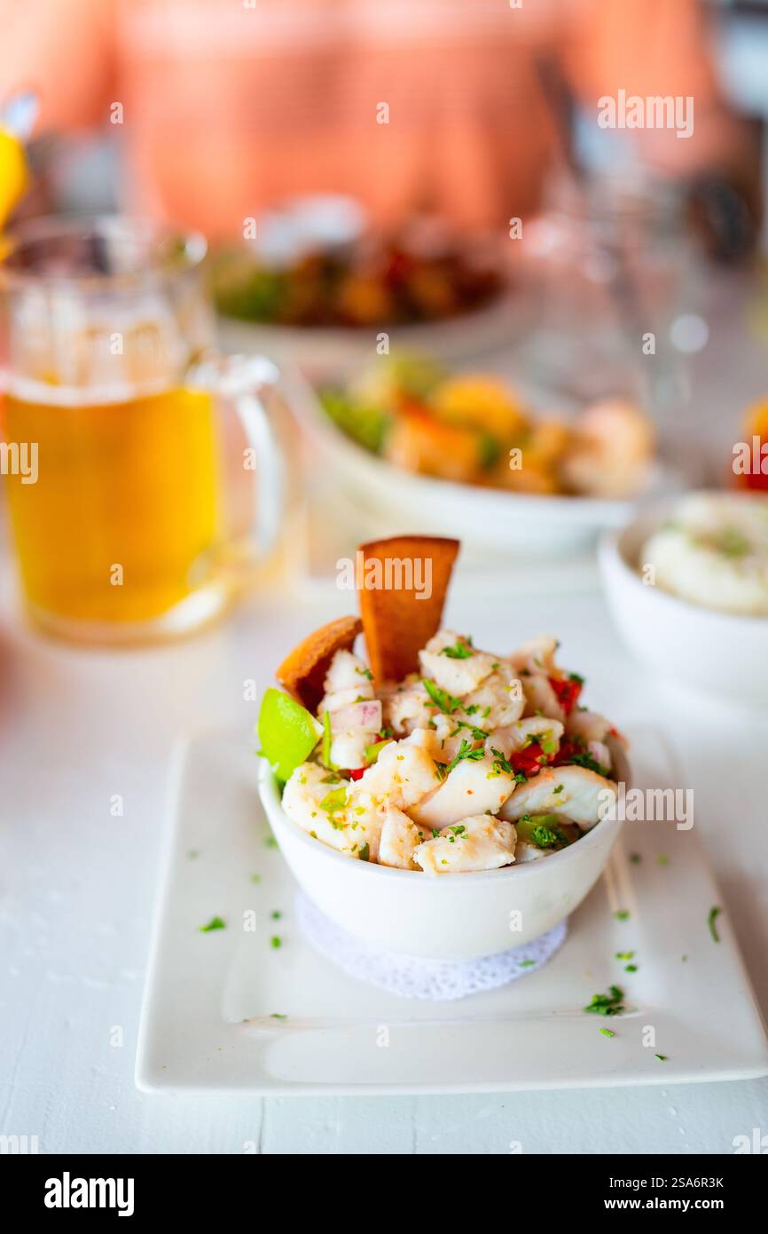 Bowl of fresh ceviche popular dish in Caribbean Stock Photo - Alamy