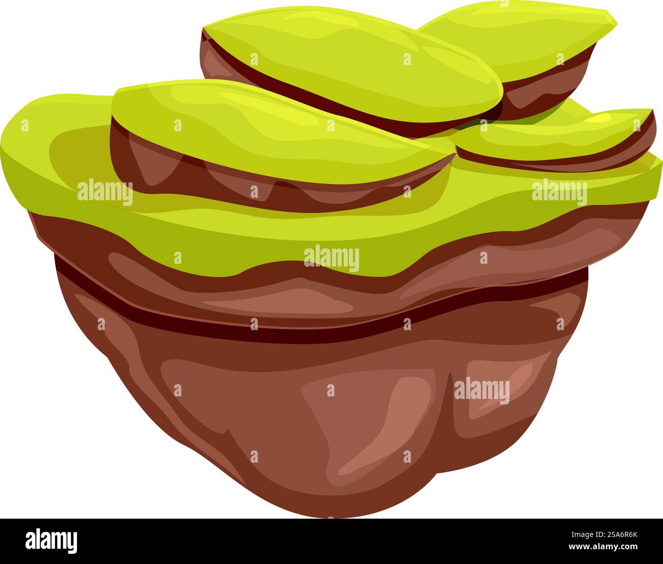 Floating island with green grass covered top isolated on white ...