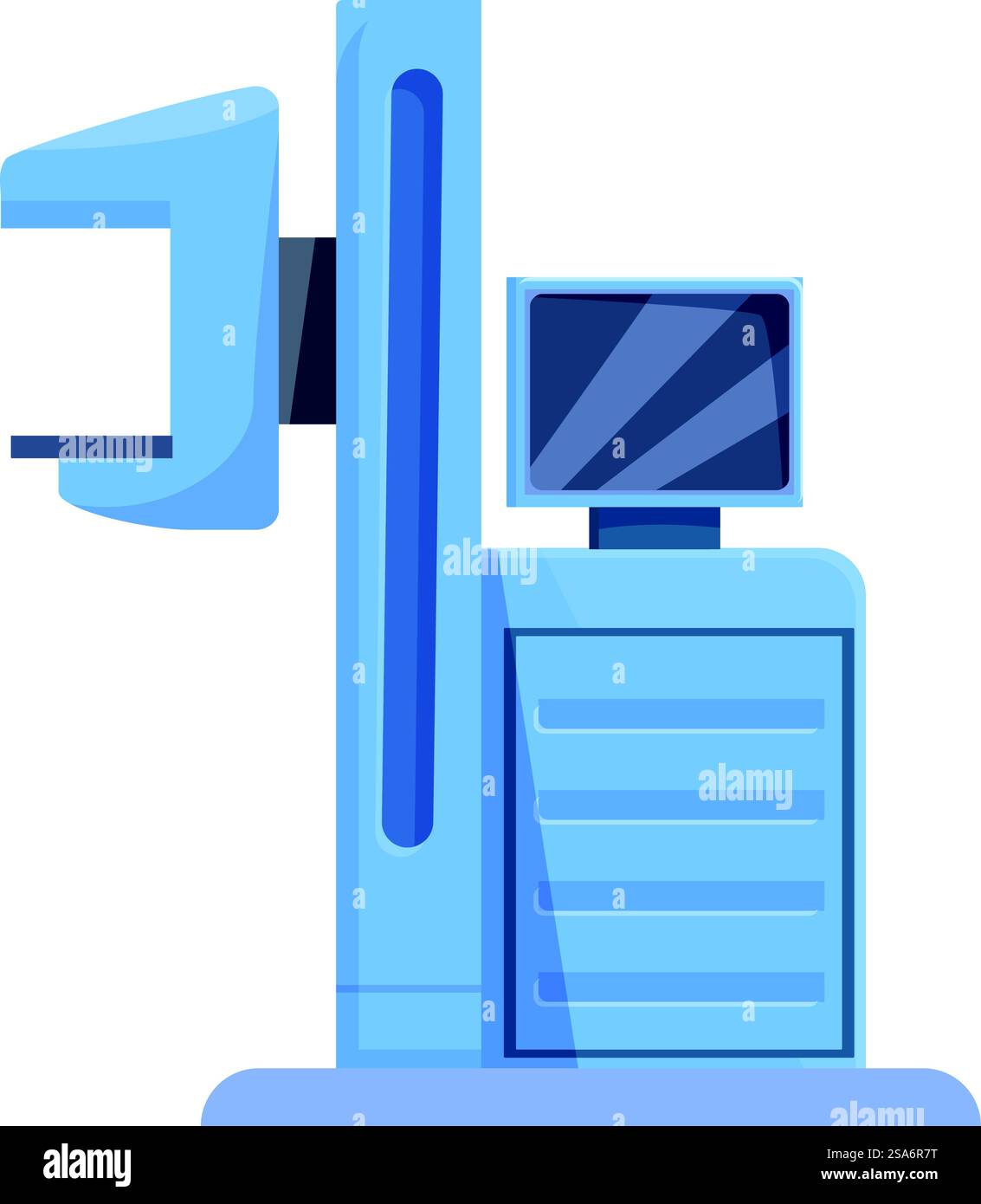 Blue x ray machine standing on the floor, generating electromagnetic ...