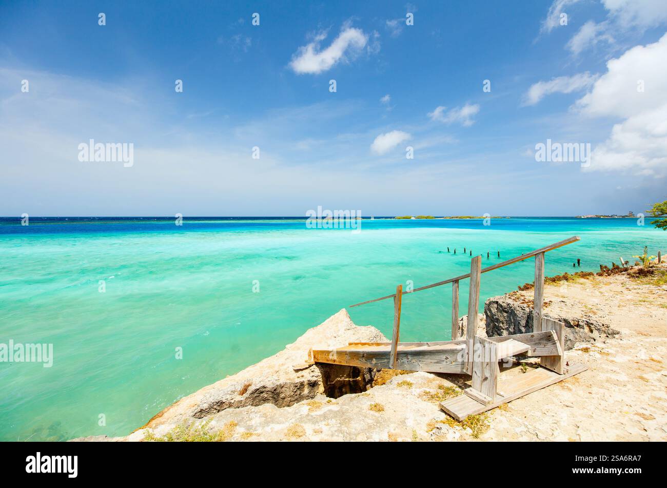 Idyllic tropical beach with white sand and turquoise ocean water on ...