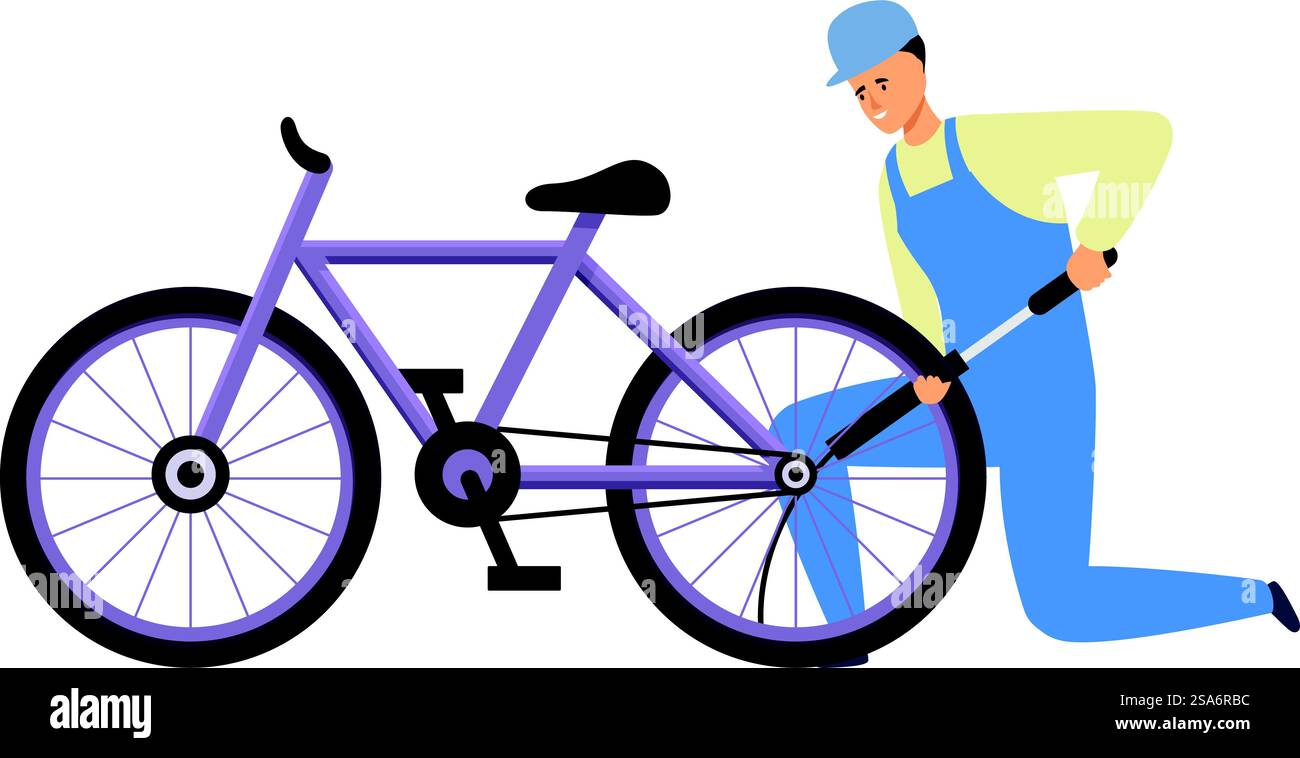 Inflating the wheel Stock Vector Images - Alamy