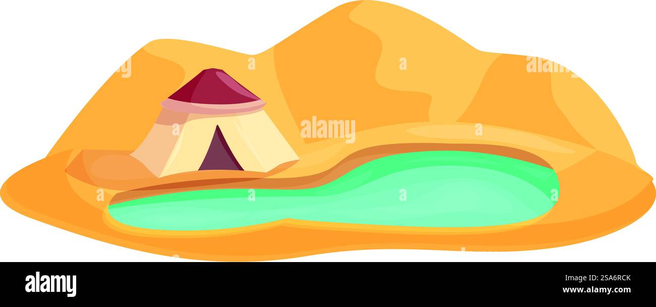 Tent set up by an oasis in the desert, providing a welcome respite from ...