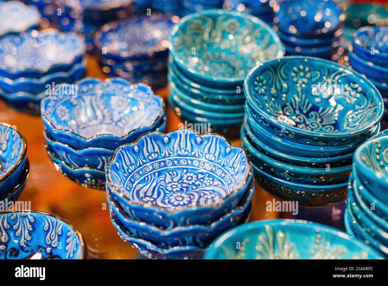Colorful small ceramic dishes for sale in Avanos pottery village in ...