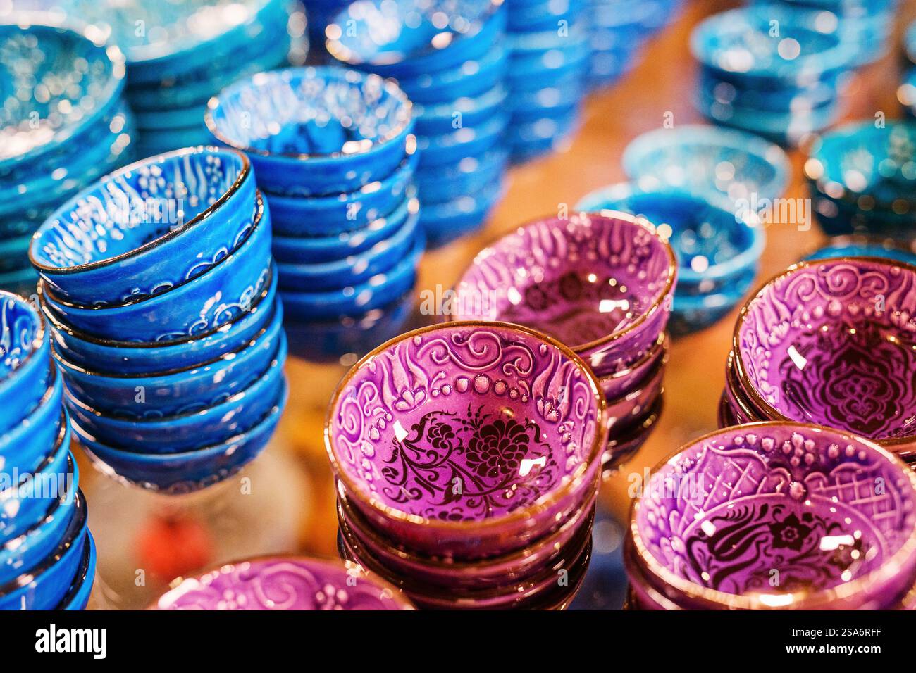 Colorful small ceramic dishes for sale in Avanos pottery village in ...
