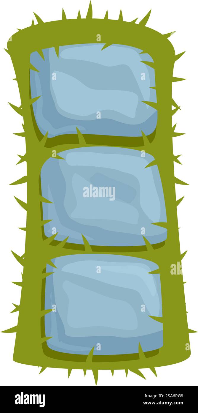 Cactus with thorns growing in three rows, illustration on white ...