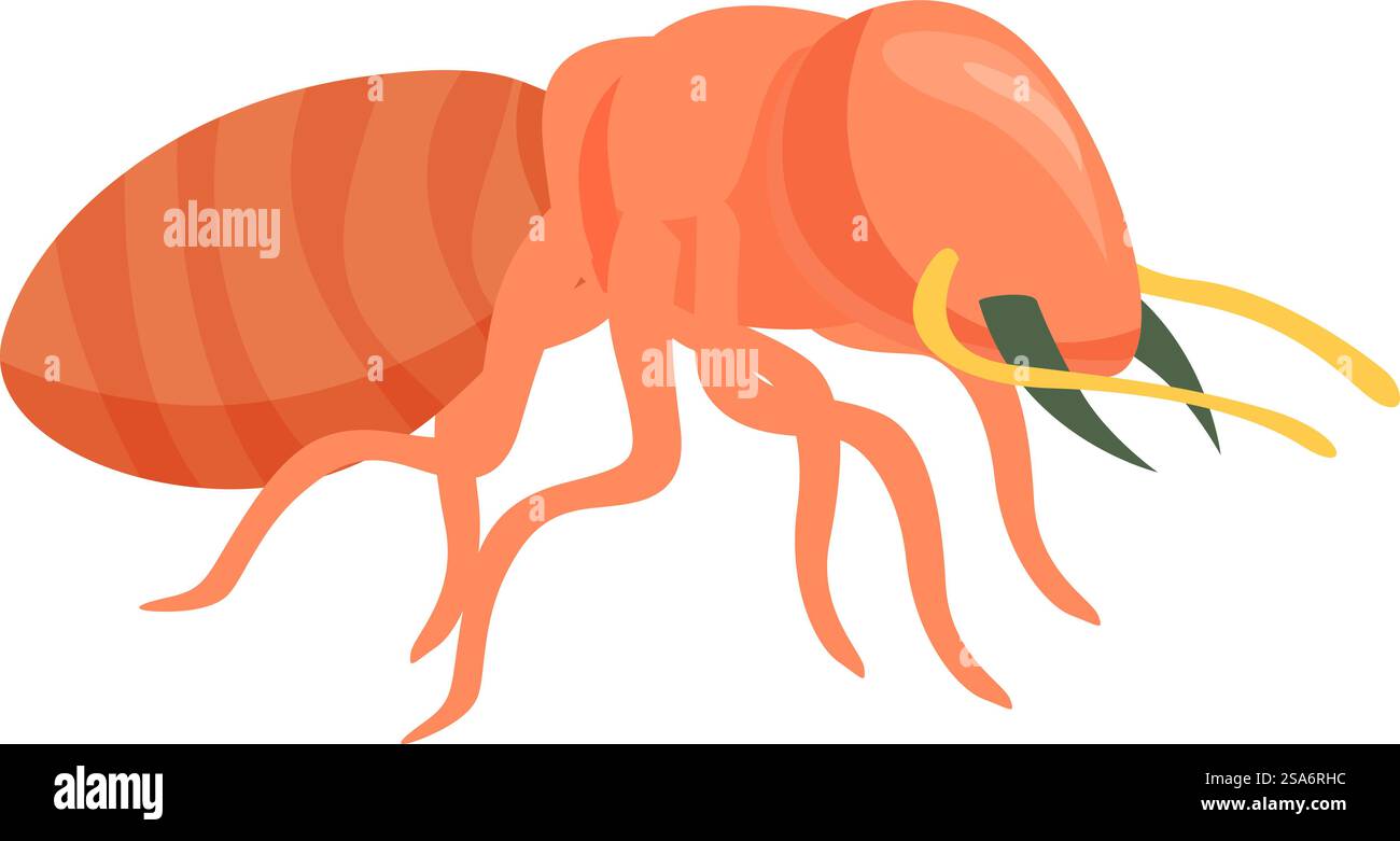 Cartoon big termite with six legs walking on white background. Big ...