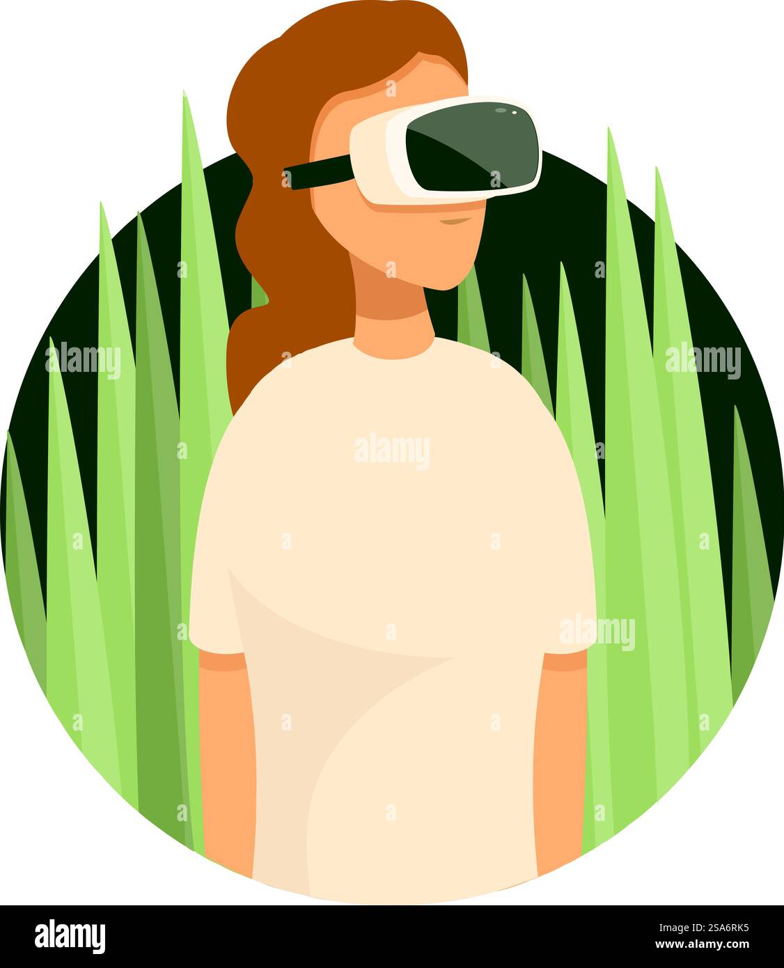 Woman is immersing herself in a virtual reality experience hi-res stock ...