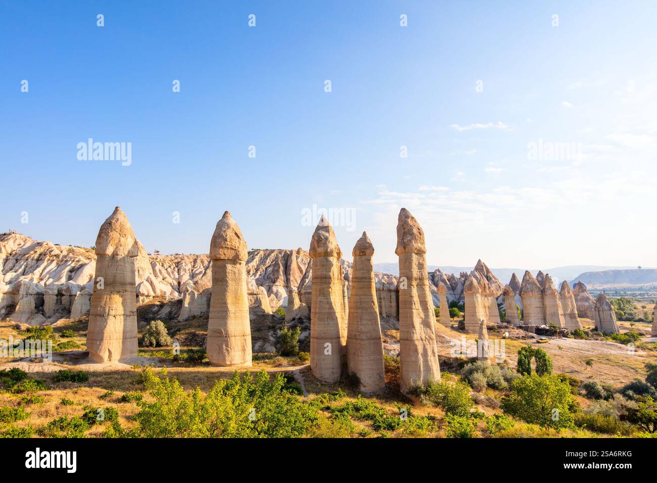 Love valley view with rock formations and fairy chimneys in Cappadocia ...