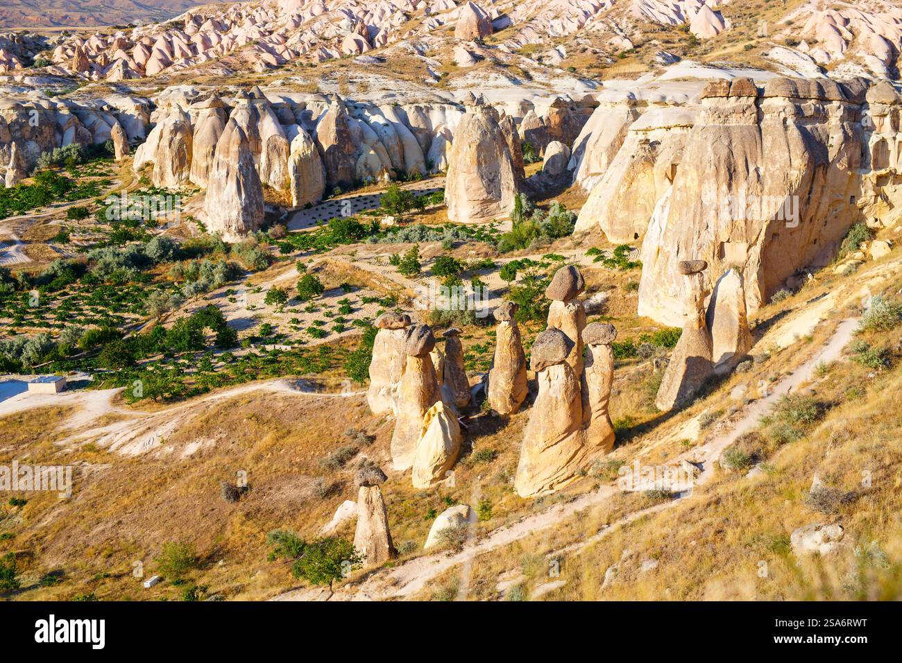 Beautiful valley near Cavusin village in Cappadocia Turkey with amazing ...