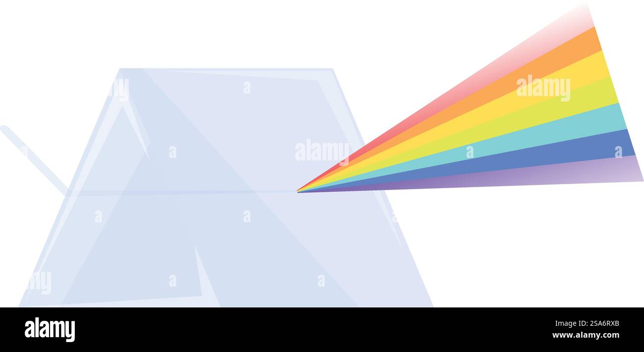 Triangular Prism Refracting Light Beam Creating Rainbow Spectrum Illustration Isolated On White