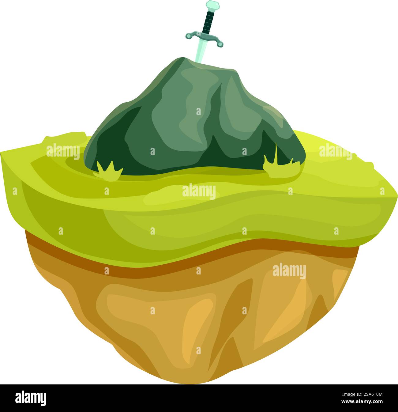 Legendary magic sword in stone sticking out of floating island. Magic ...