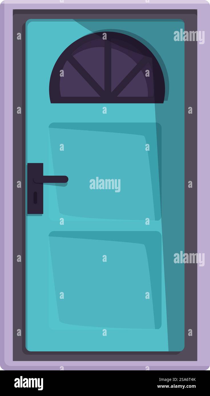 Closed front door featuring a semicircular glass window is waiting for ...