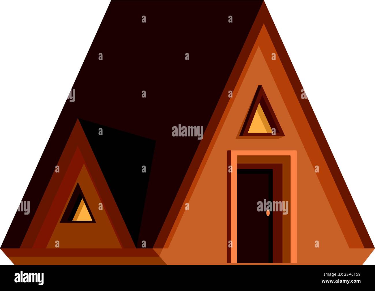 Illustration of a small wooden a frame cabin featuring triangular ... Illustration of a small wooden a frame cabin featuring triangular ...