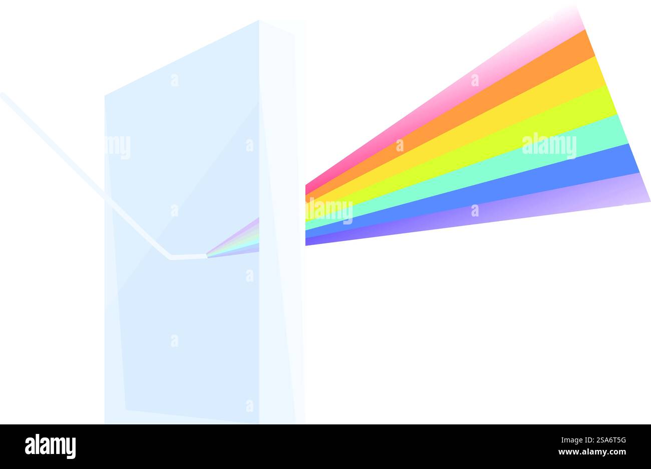 Beam of light is passing through a triangular prism, creating a ...