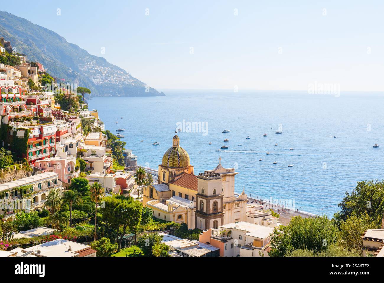 Stunning view over Positano town on Amalfi coast in Italy Stock Photo ...