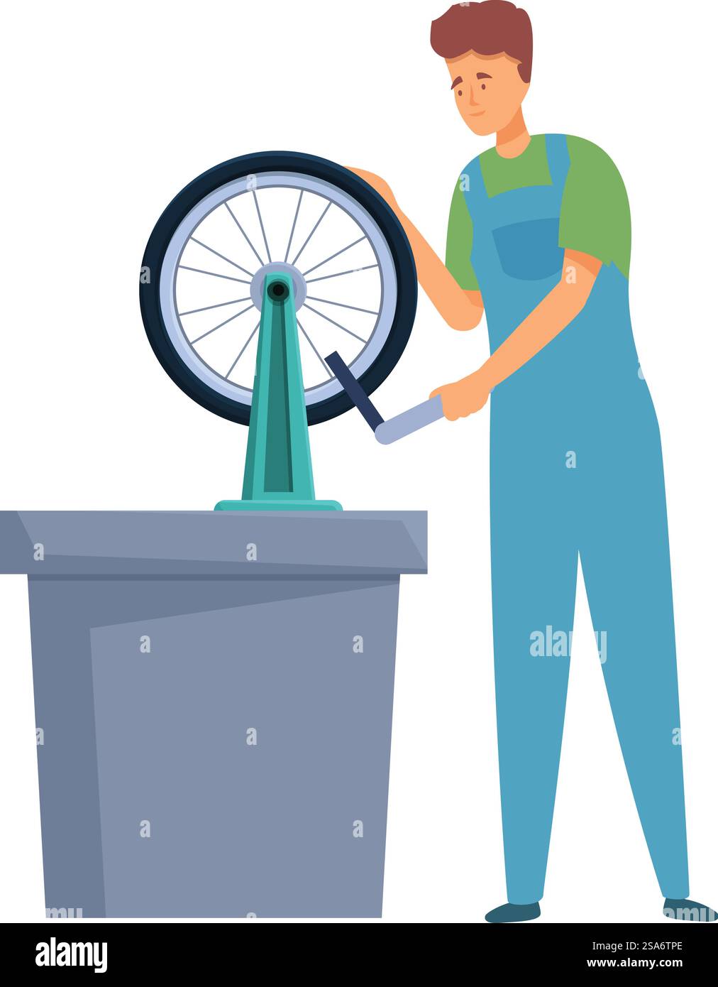 Mechanic working wheel in Stock Vector Images - Alamy