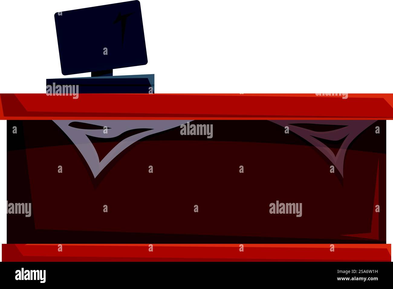 Old wooden reception desk covered in cobwebs, illustrating a business ...