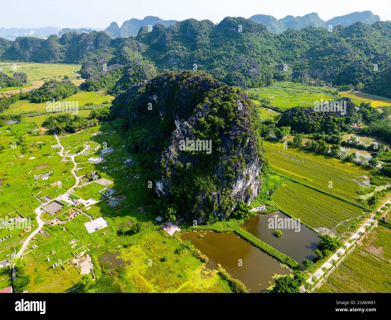 Aerial view of Tam Coc near Ninh Binh in Vietnam with stunning ...