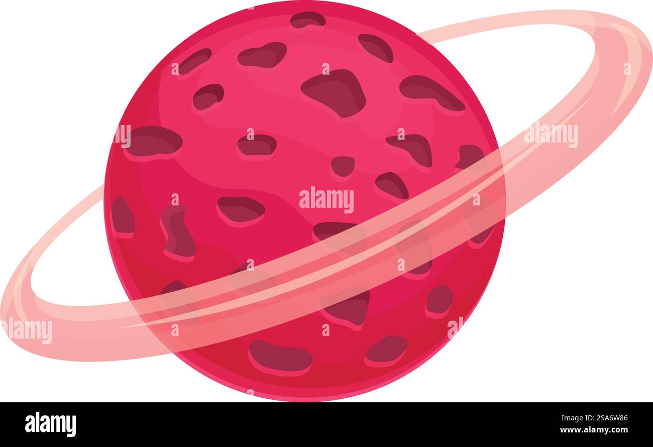 Pink planet from space with ring system orbiting star. Pink planet from ...